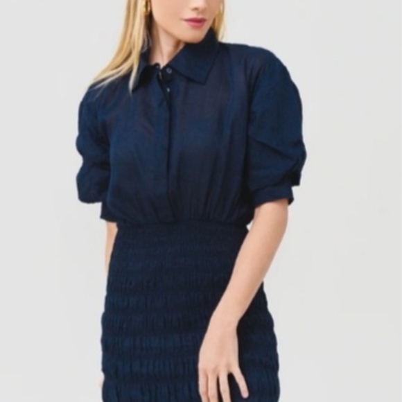 Frame Denim | Dresses | Size S Frame Smocked Mini Shirt Dress | Poshmark